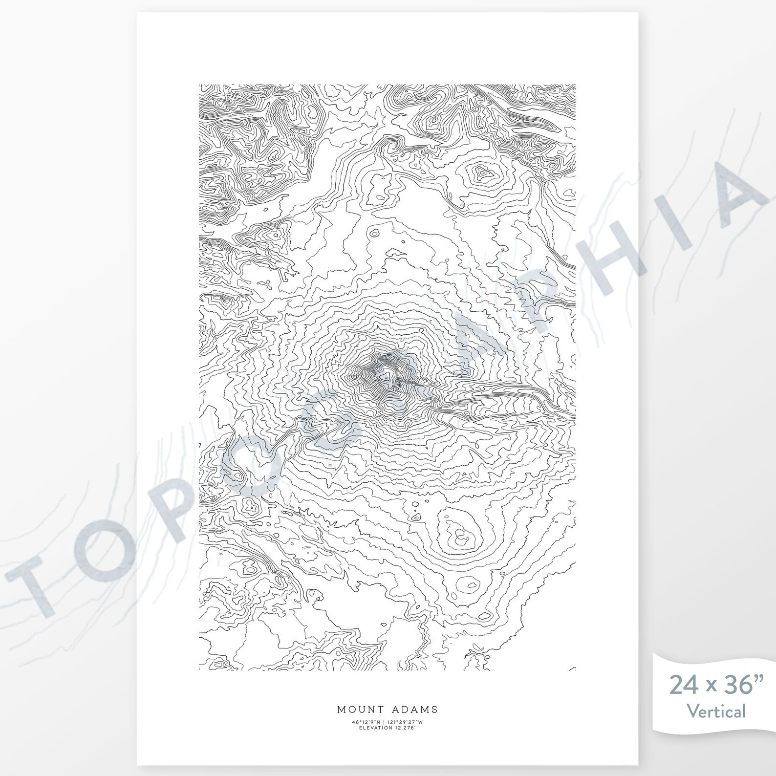 Mount Adams Washington Topographic Print Contour Map Map - Etsy