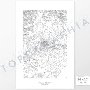 Mount Adams, Washington | Topographic Print, Contour Map, Map Art ...