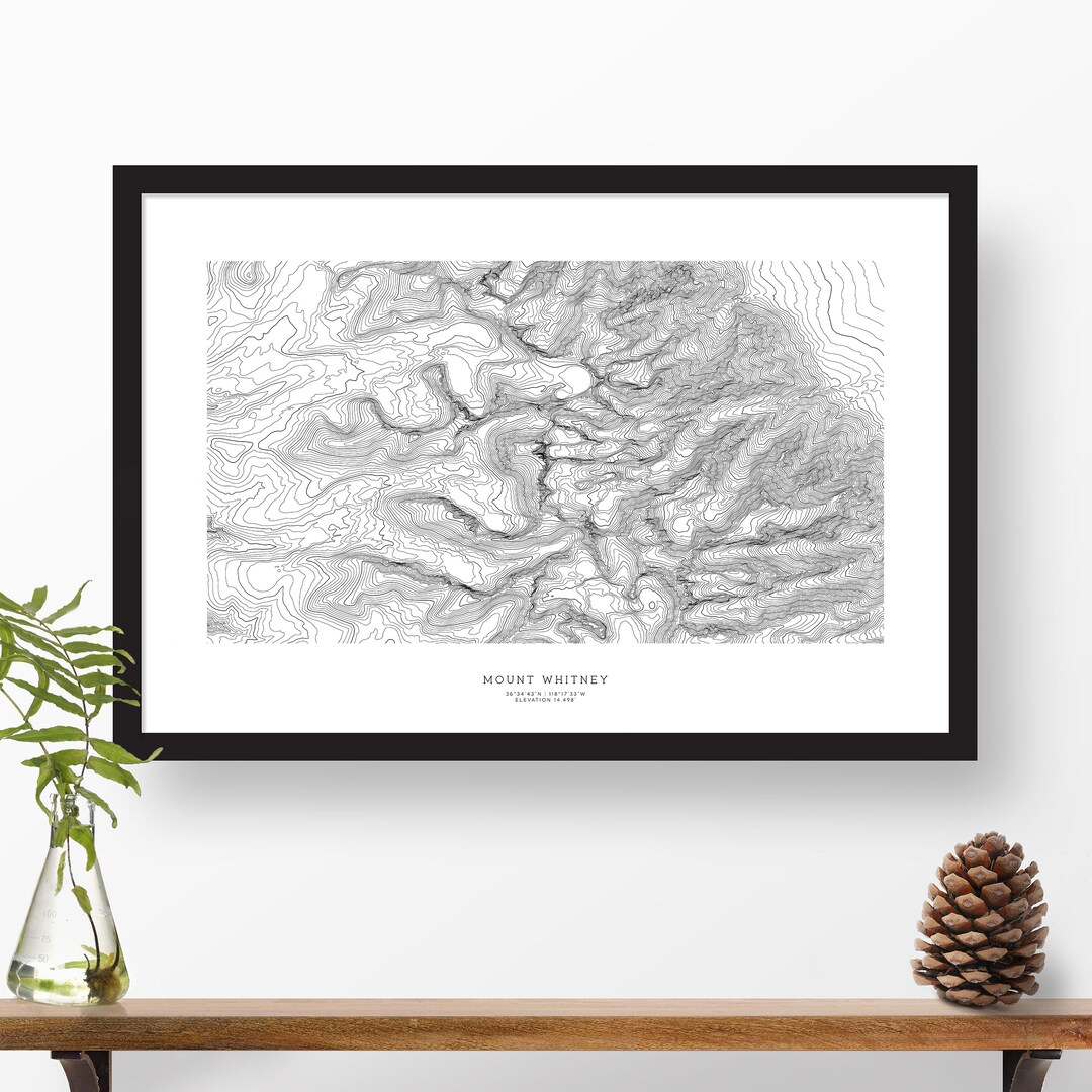 Mount Whitney, California | Topographic Print, Contour Map, Map Art ...