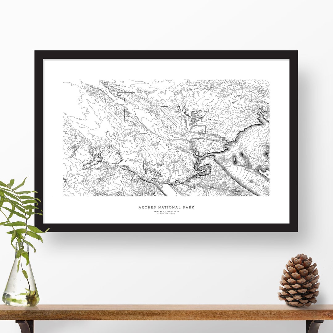 Arches National Park, Utah | Topographic Print, Contour Map, Map Art ...