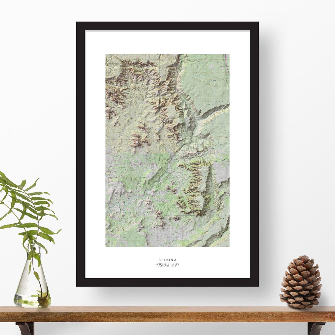 Sedona, Arizona | USGS Topographic Print Map Art in Color | Home or ...