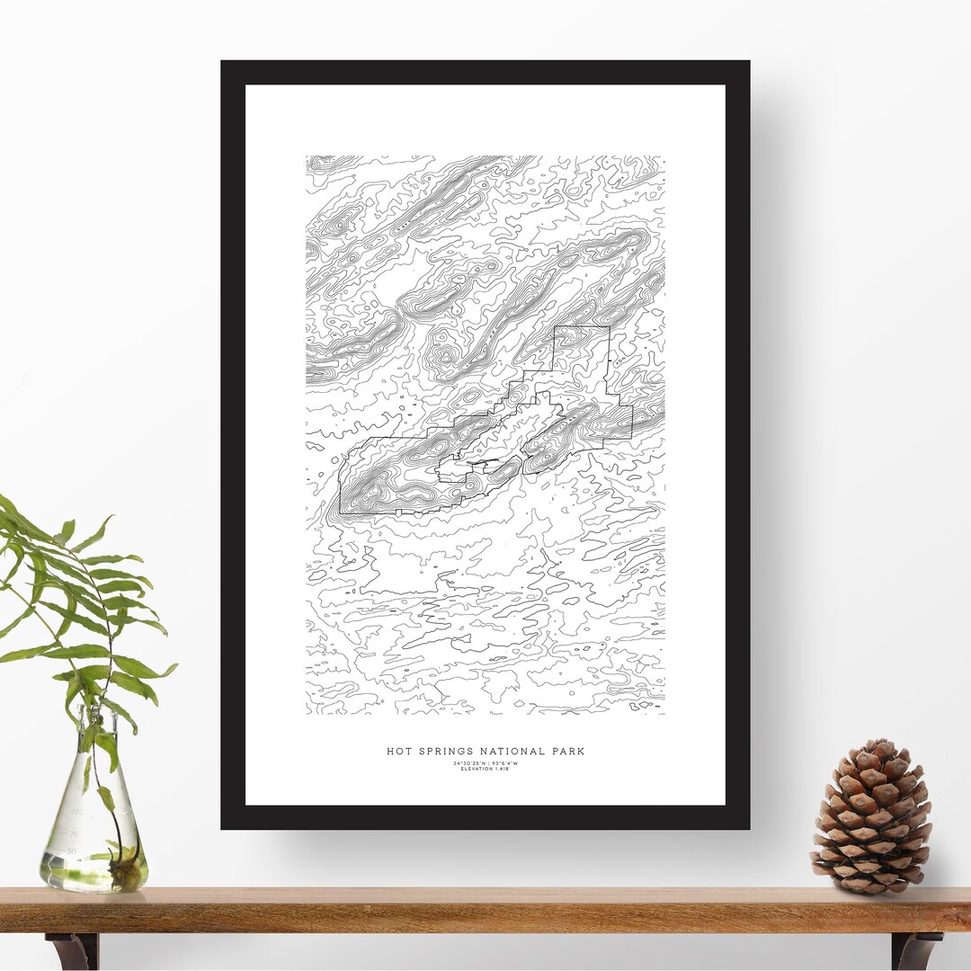 Hot Springs National Park, Arkansas | Topographic Print, Contour Map ...