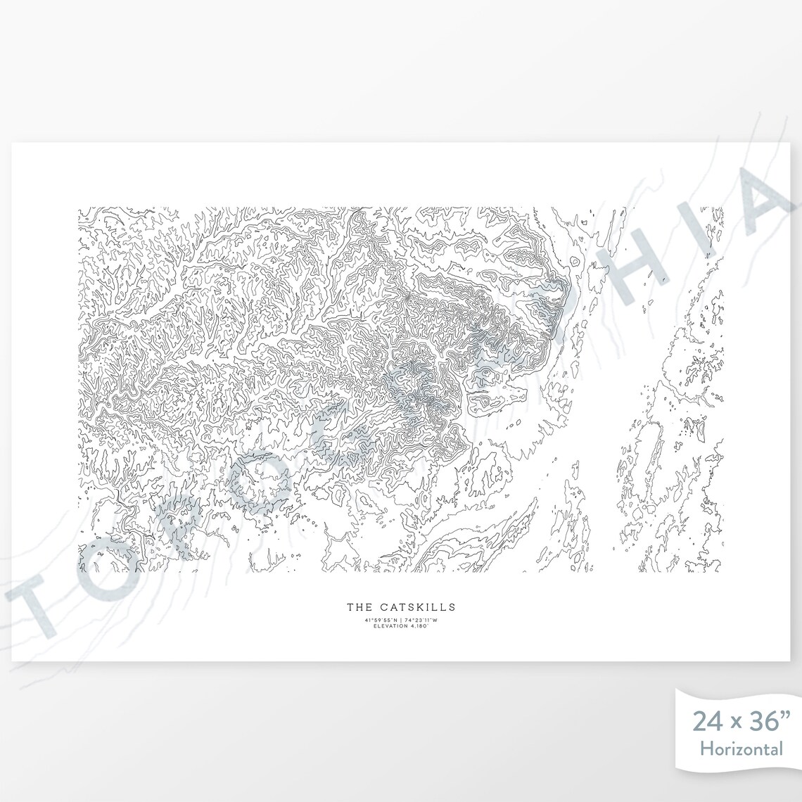 The Catskills, New York | Topographic Print, Contour Map, Map Art ...