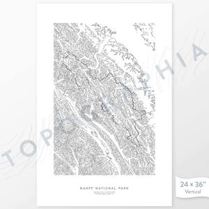 Banff National Park, Alberta, Canada | Topographic Print, Contour Map ...
