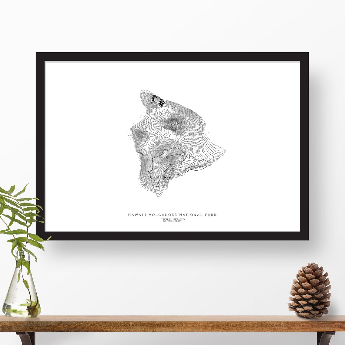 Hawai'i Volcanoes National Park, Hawaii | Topographic Print, Contour ...