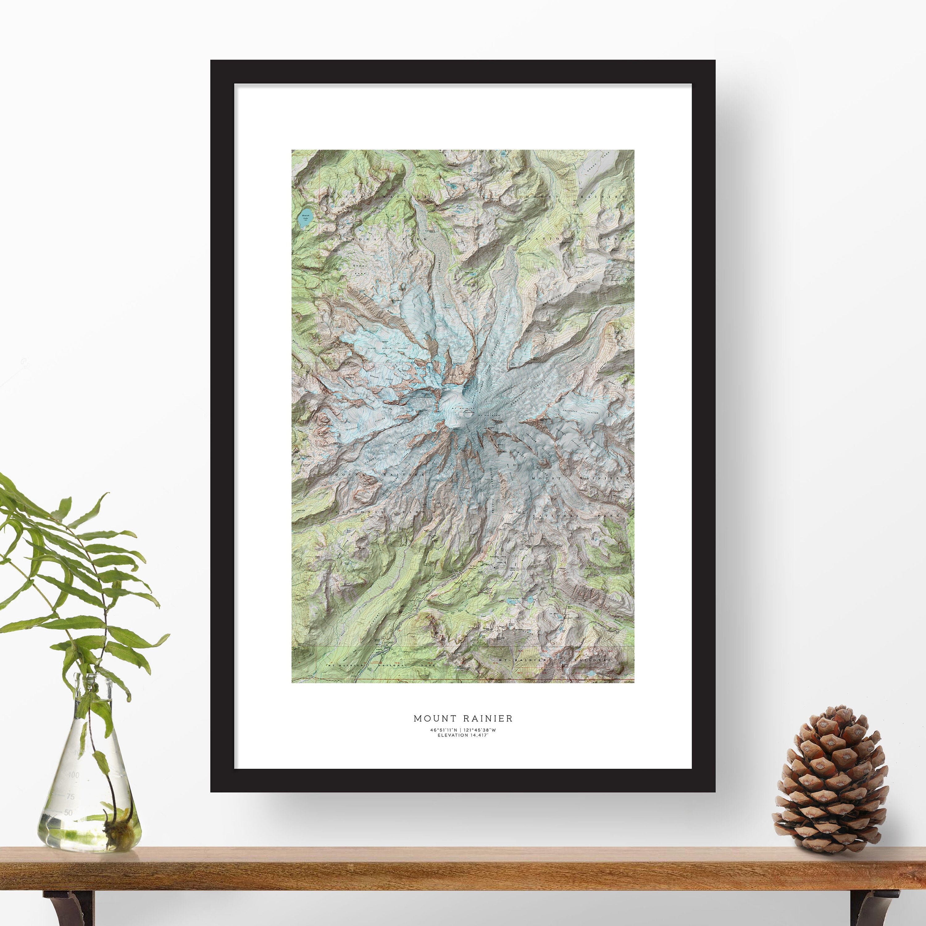 Mount Rainier Washington USGS Topographic Print Map Art in - Etsy