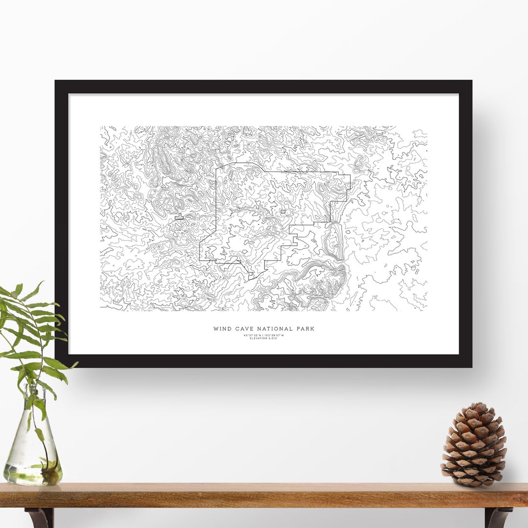 Wind Cave National Park, South Dakota | Topographic Print, Topo Print ...