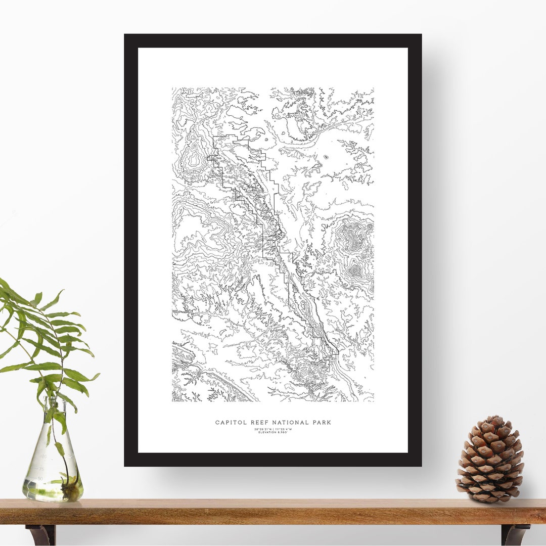 Capitol Reef National Park, Utah | Topographic Print, Contour Map, Map ...