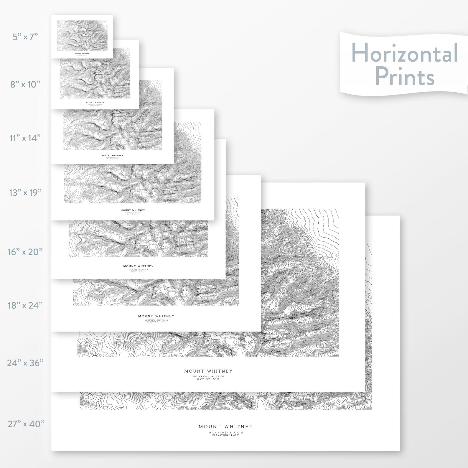 Mount Whitney, California | Topographic Print, Contour Map, Map Art ...