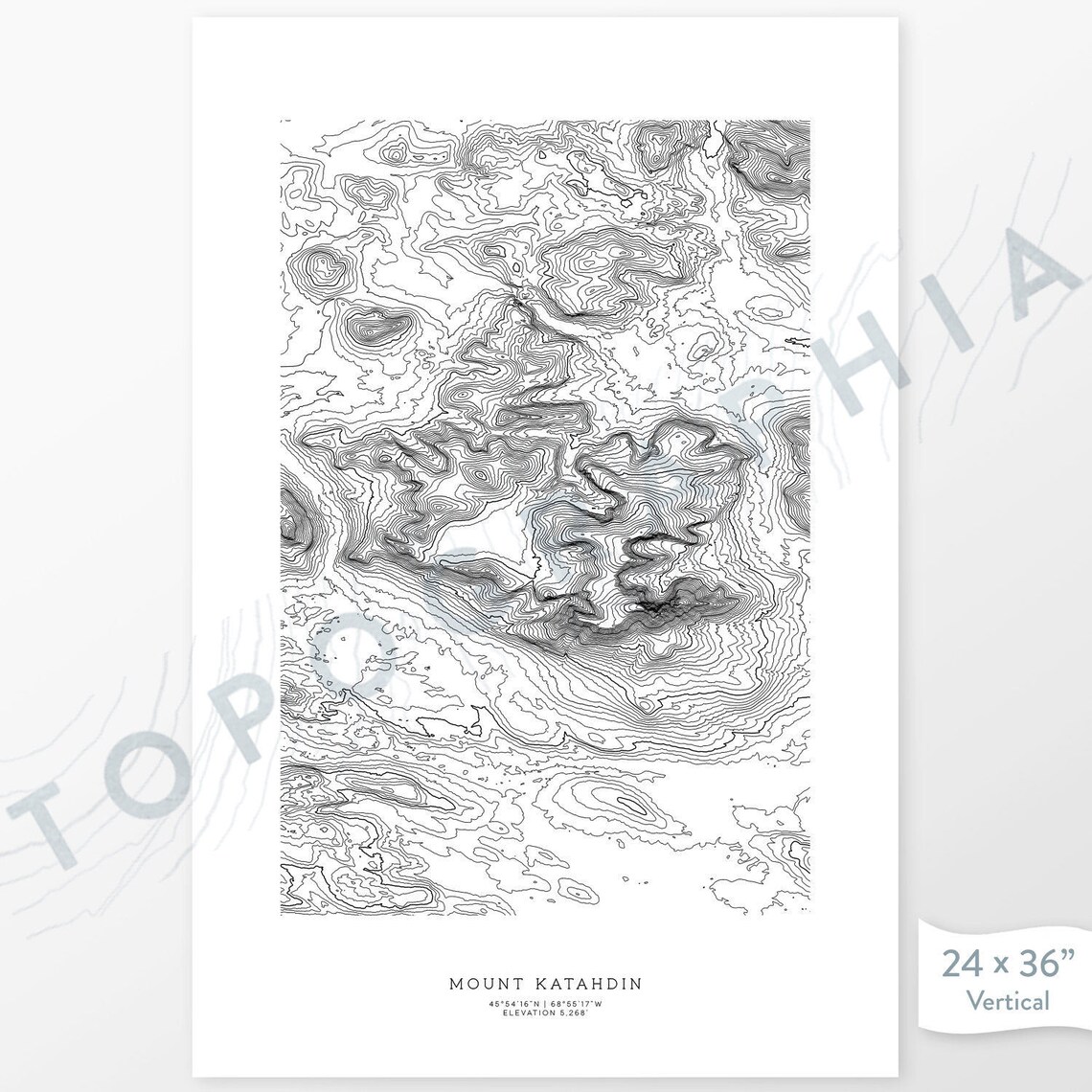 Mount Katahdin, Maine | Topographic Print, Contour Map, Map Art | Home ...