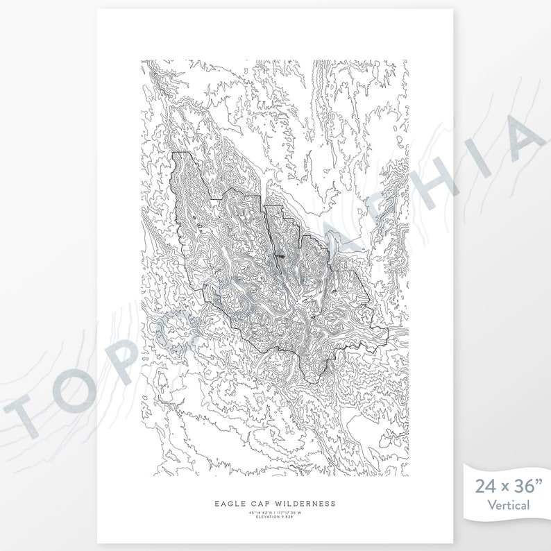 Eagle Cap Wilderness Oregon Topographic Print Contour Map - Etsy