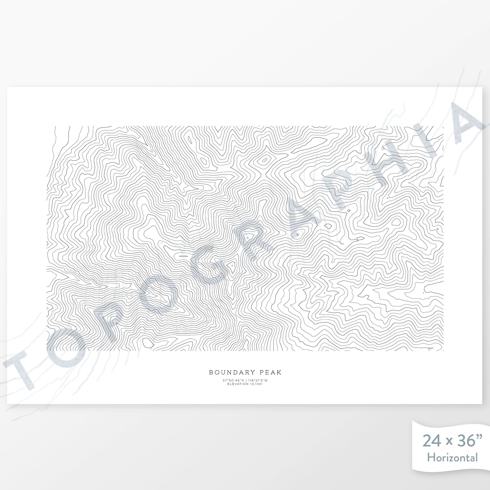 Boundary Peak, Nevada | Topographic Print, Contour Map, Map Art | Home ...