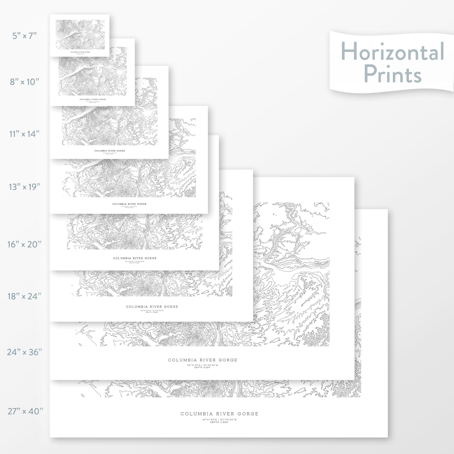 Columbia River Gorge, Washington & Oregon | Topographic Print, Contour ...