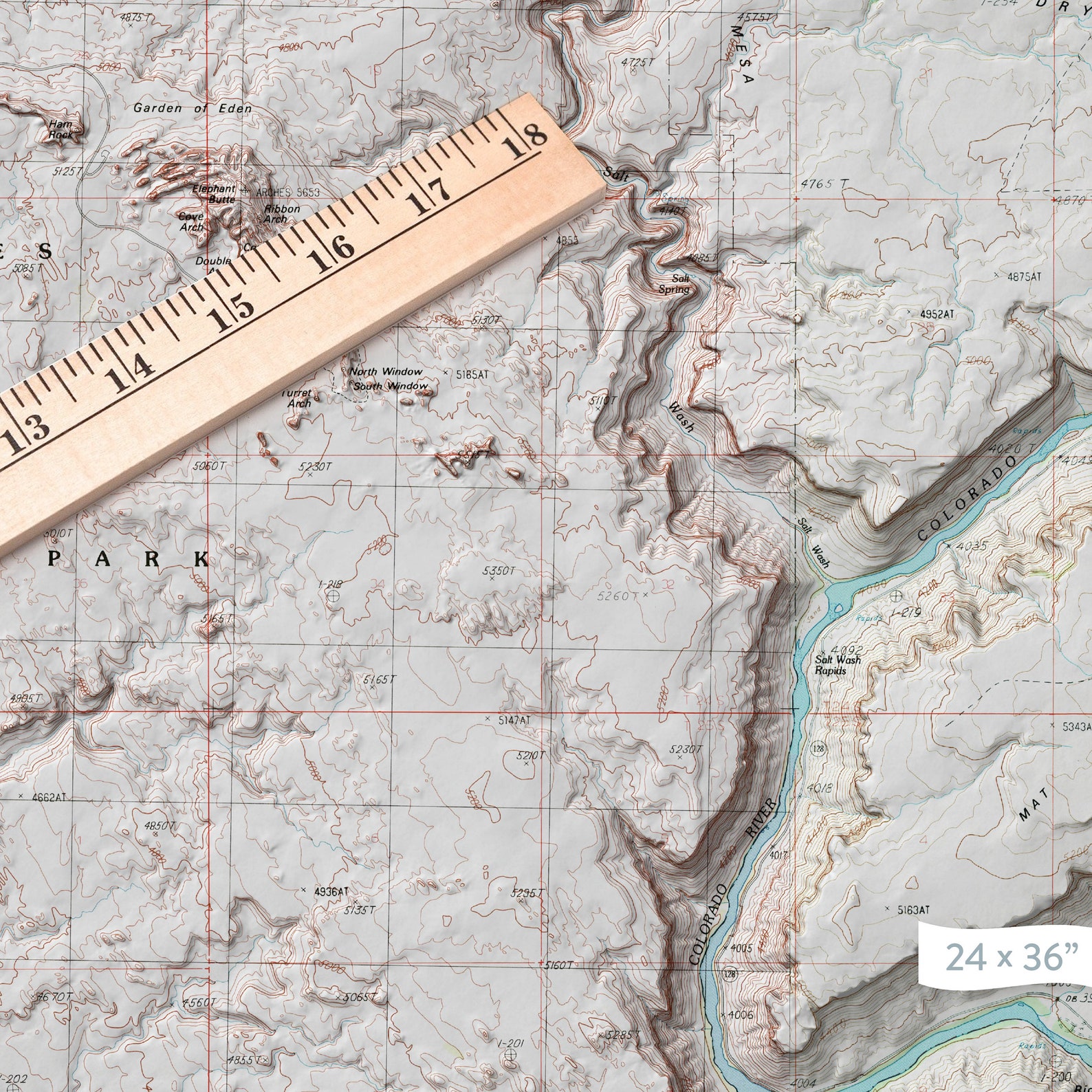 Arches National Park, Utah USGS Topographic Print Map Art in Color Home ...