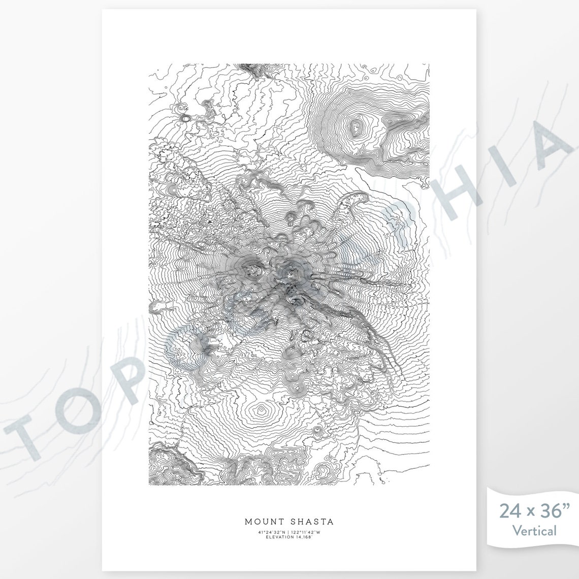 Mount Shasta California Topographic Print Contour Map Map - Etsy