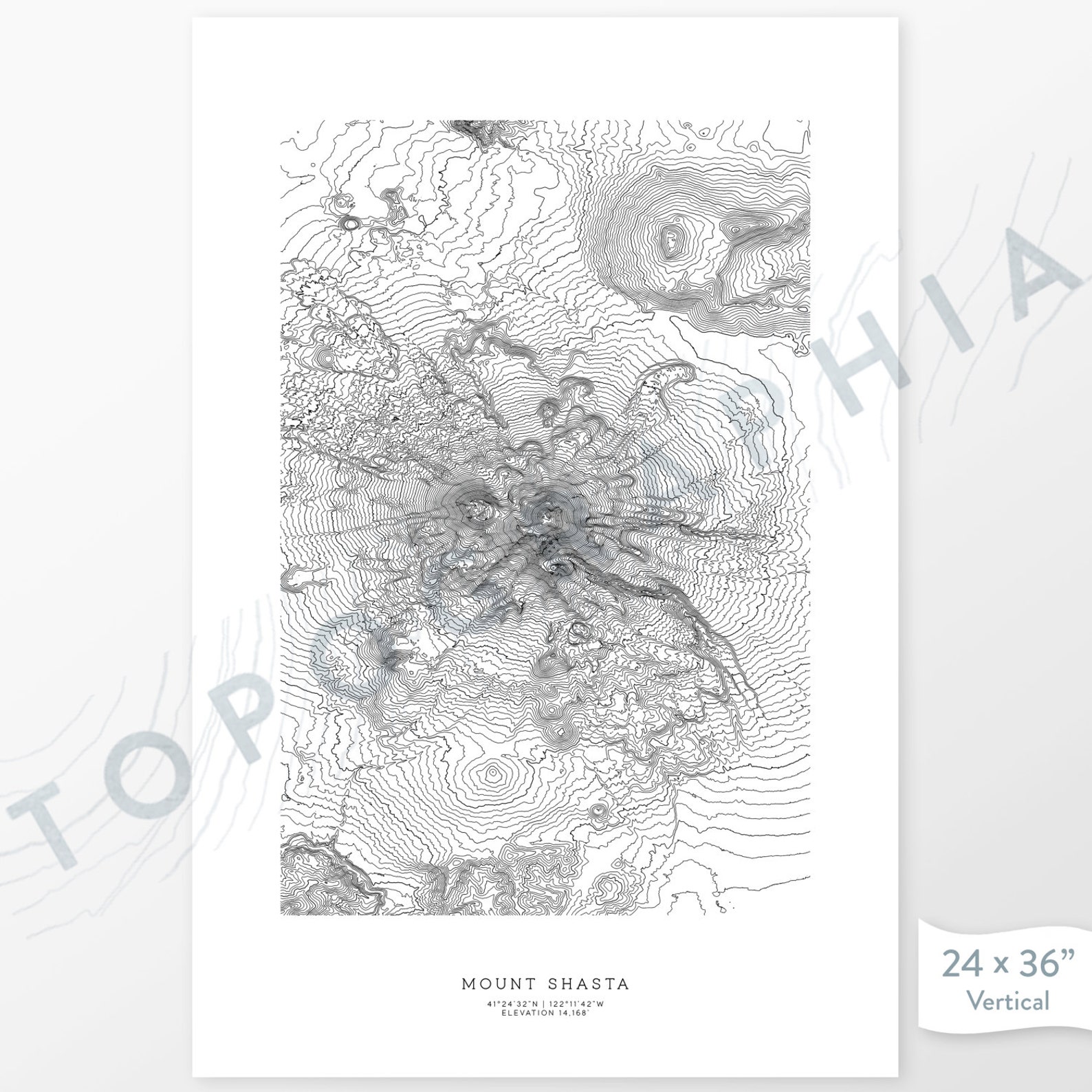Mount Shasta California Topographic Print Contour Map Map - Etsy