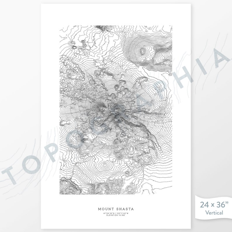 Mount Shasta California Topographic Print Contour Map Map - Etsy