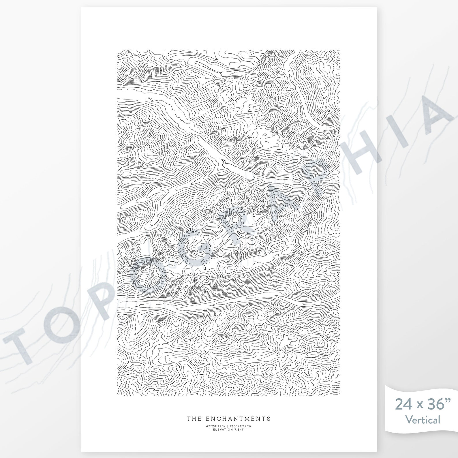 The Enchantments Washington Topographic Print Contour Map | Etsy