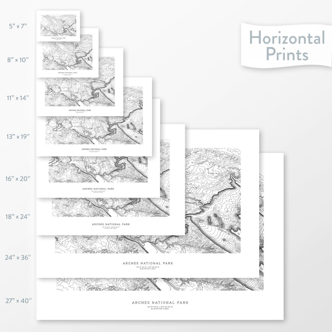 Arches National Park Utah Topographic Print Contour Map - Etsy