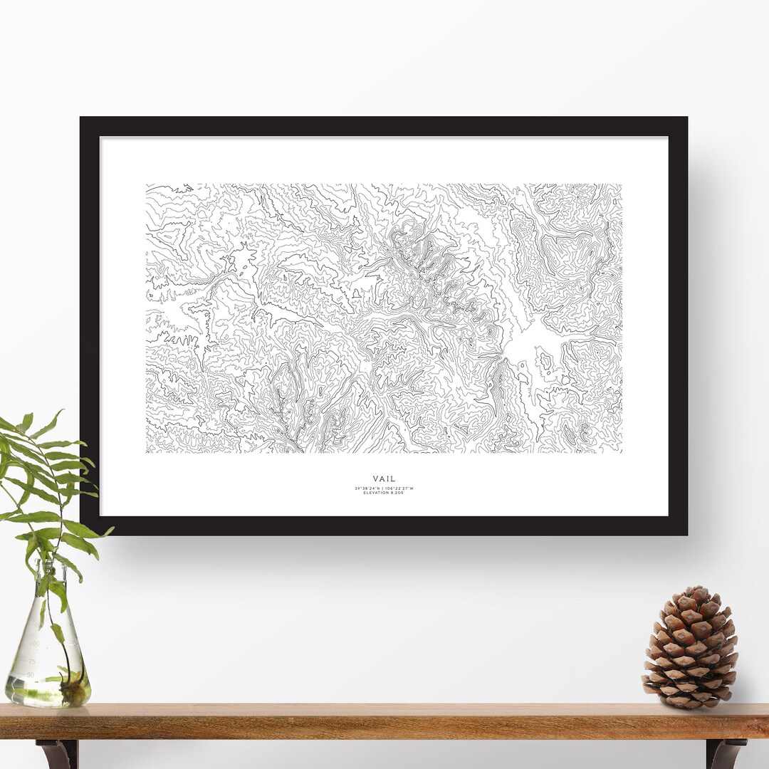 Vail, Colorado | Topographic Print, Contour Map, Map Art | Home or ...