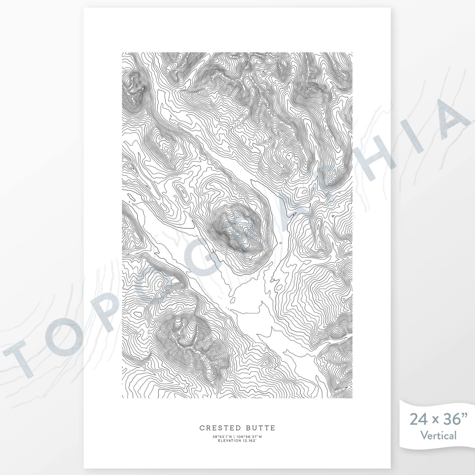 Crested Butte, Colorado | Topographic Print, Contour Map, Map Art ...