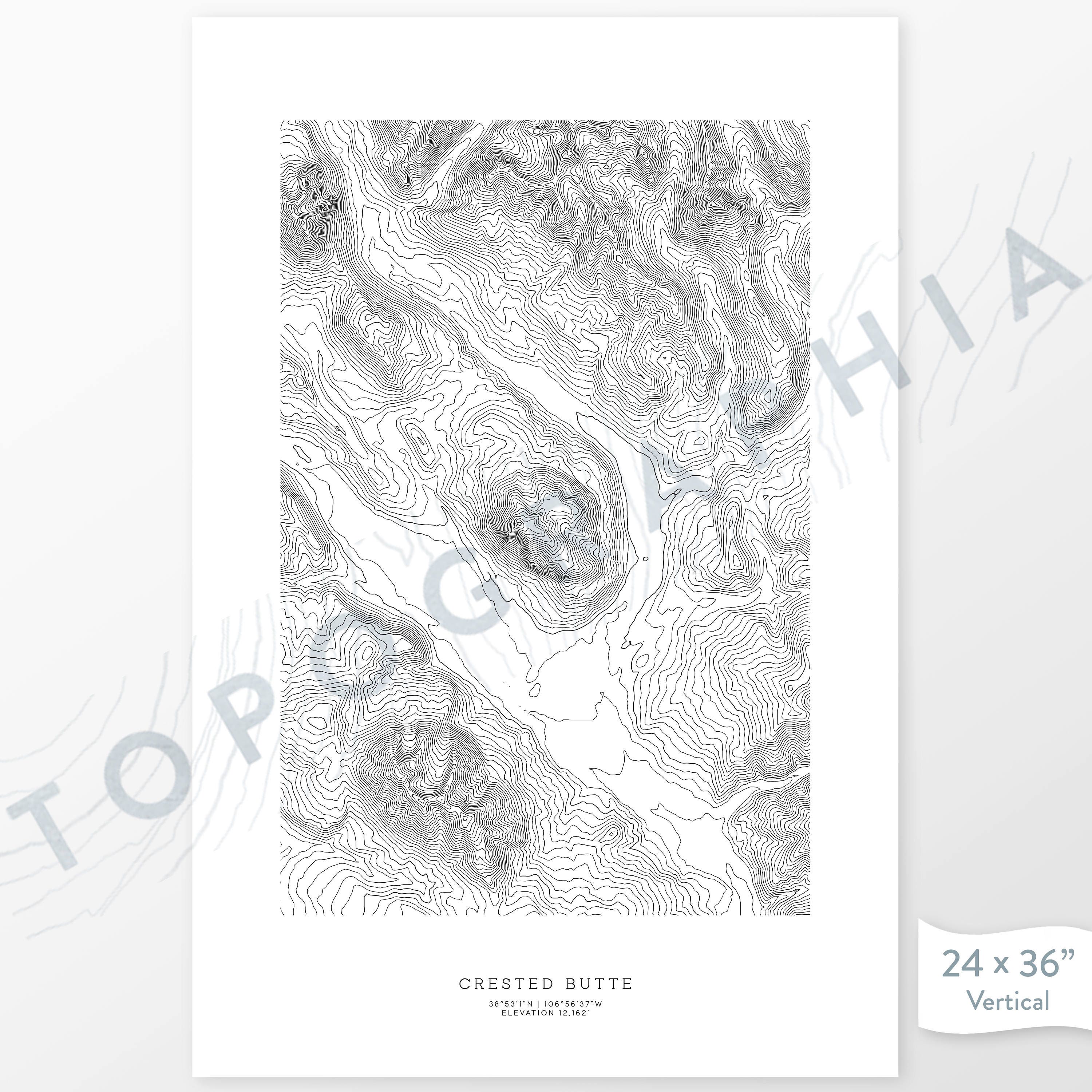 Crested Butte, Colorado | Topographic Print, Contour Map, Map Art ...