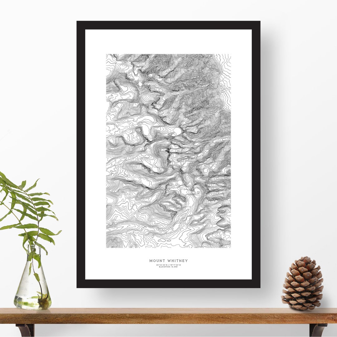 Mount Whitney, California | Topographic Print, Contour Map, Map Art ...
