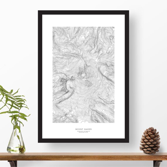Mount Baker Washington Topographic Print Contour Map Map | Etsy