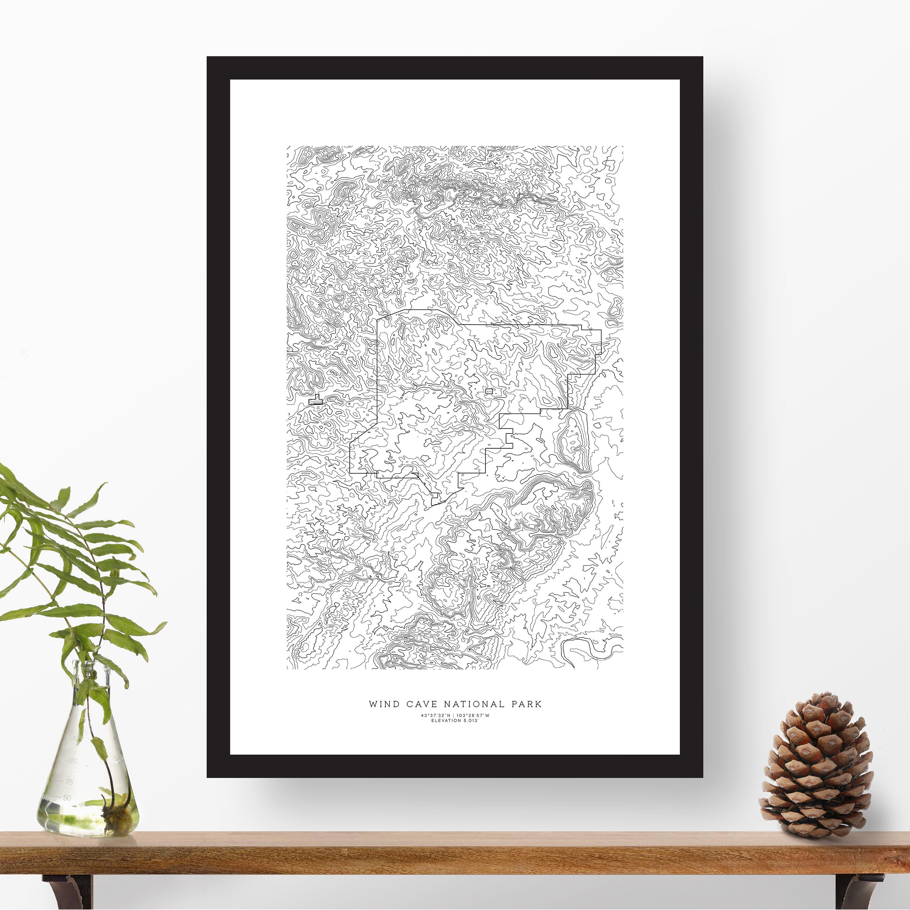 Wind Cave National Park, South Dakota | Topographic Print, Topo Print ...