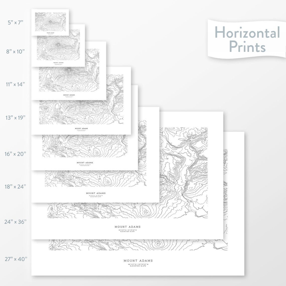 Mount Adams Washington Topographic Print Contour Map Map - Etsy