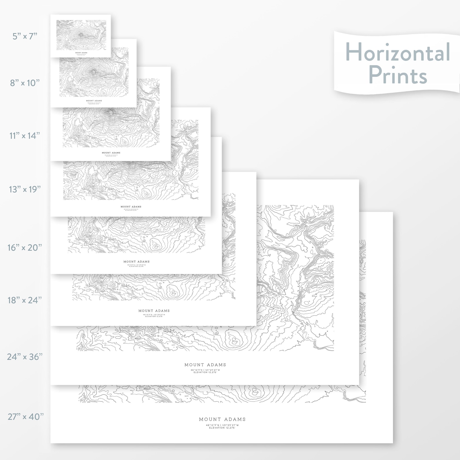 Mount Adams Washington Topographic Print Contour Map Map - Etsy