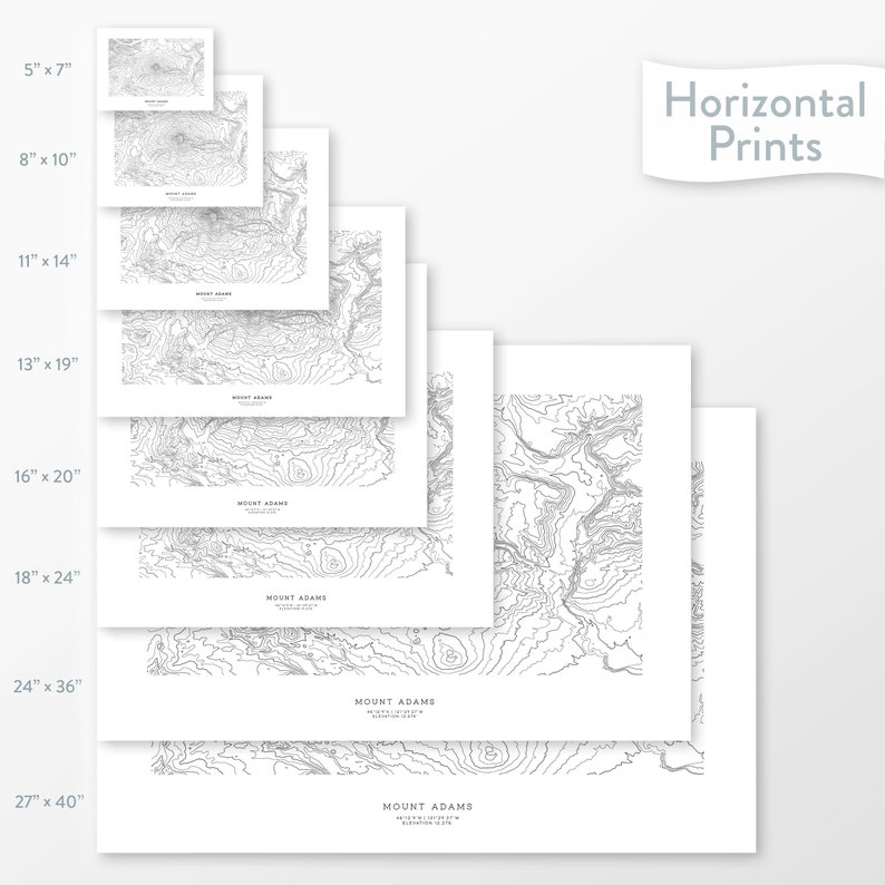 Mount Adams Washington Topographic Print Contour Map Map - Etsy