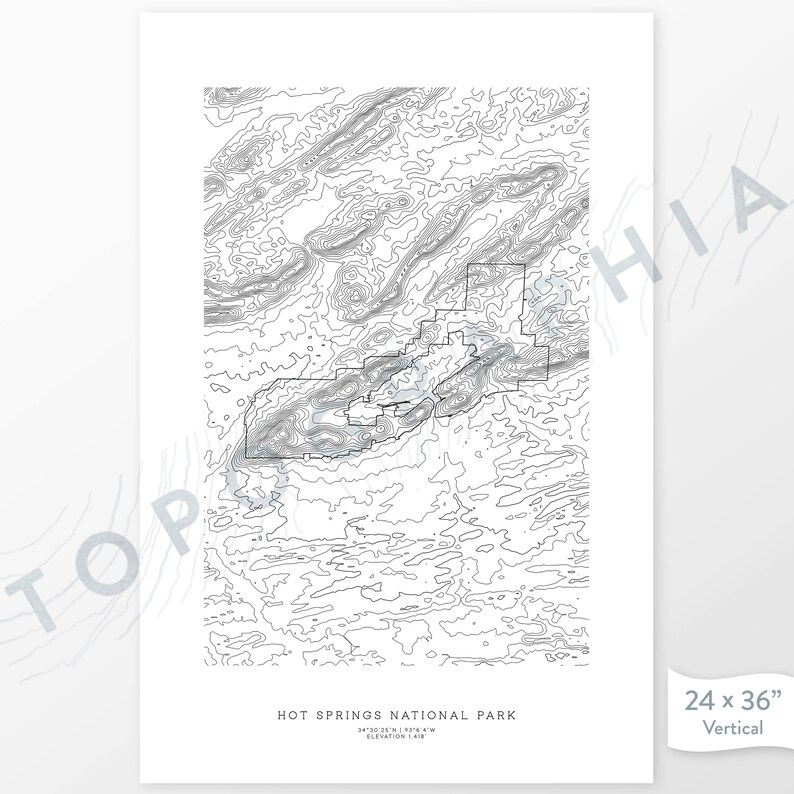 Hot Springs National Park Arkansas Topographic Print - Etsy