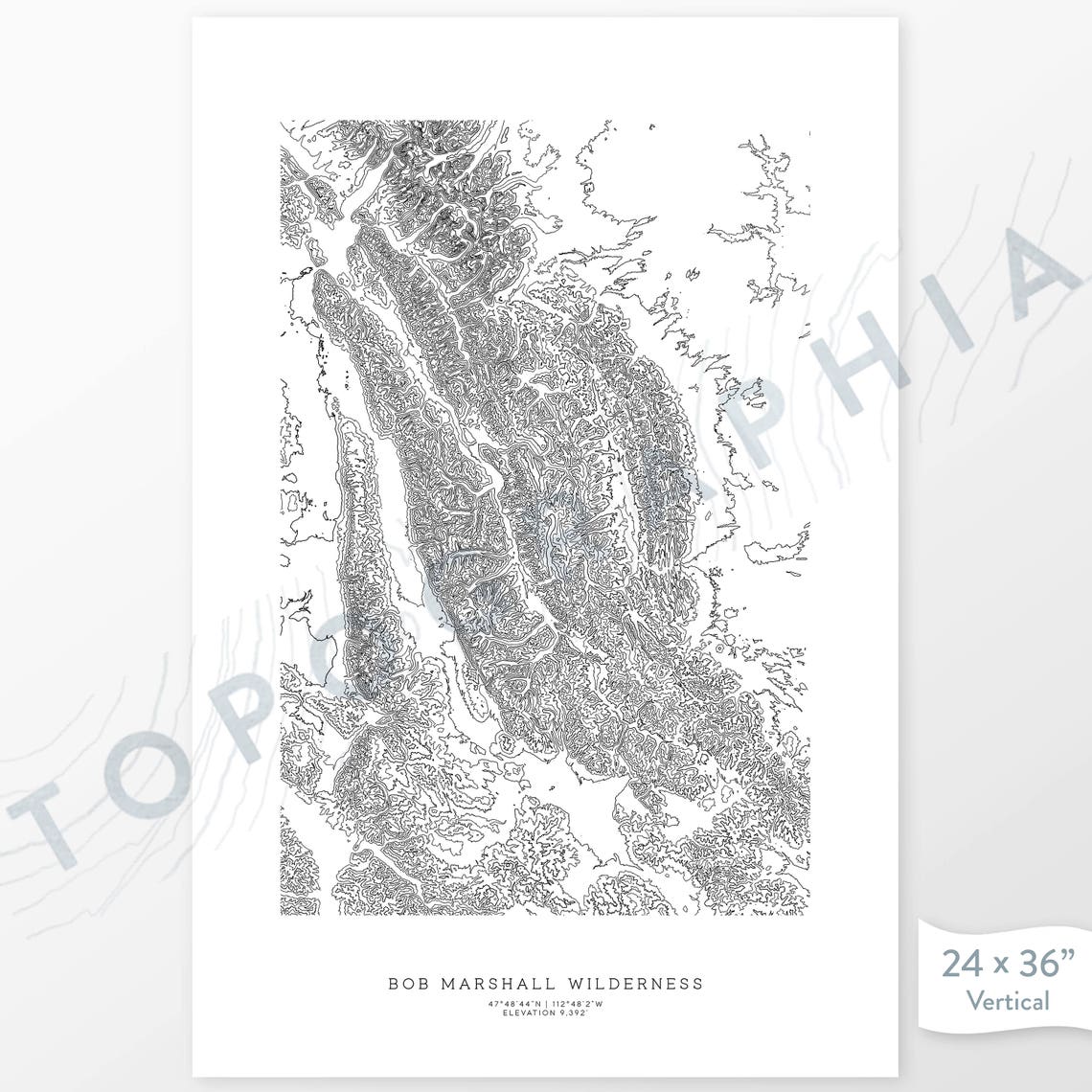 Bob Marshall Wilderness, Montana | Topographic Print, Contour Map, Map ...