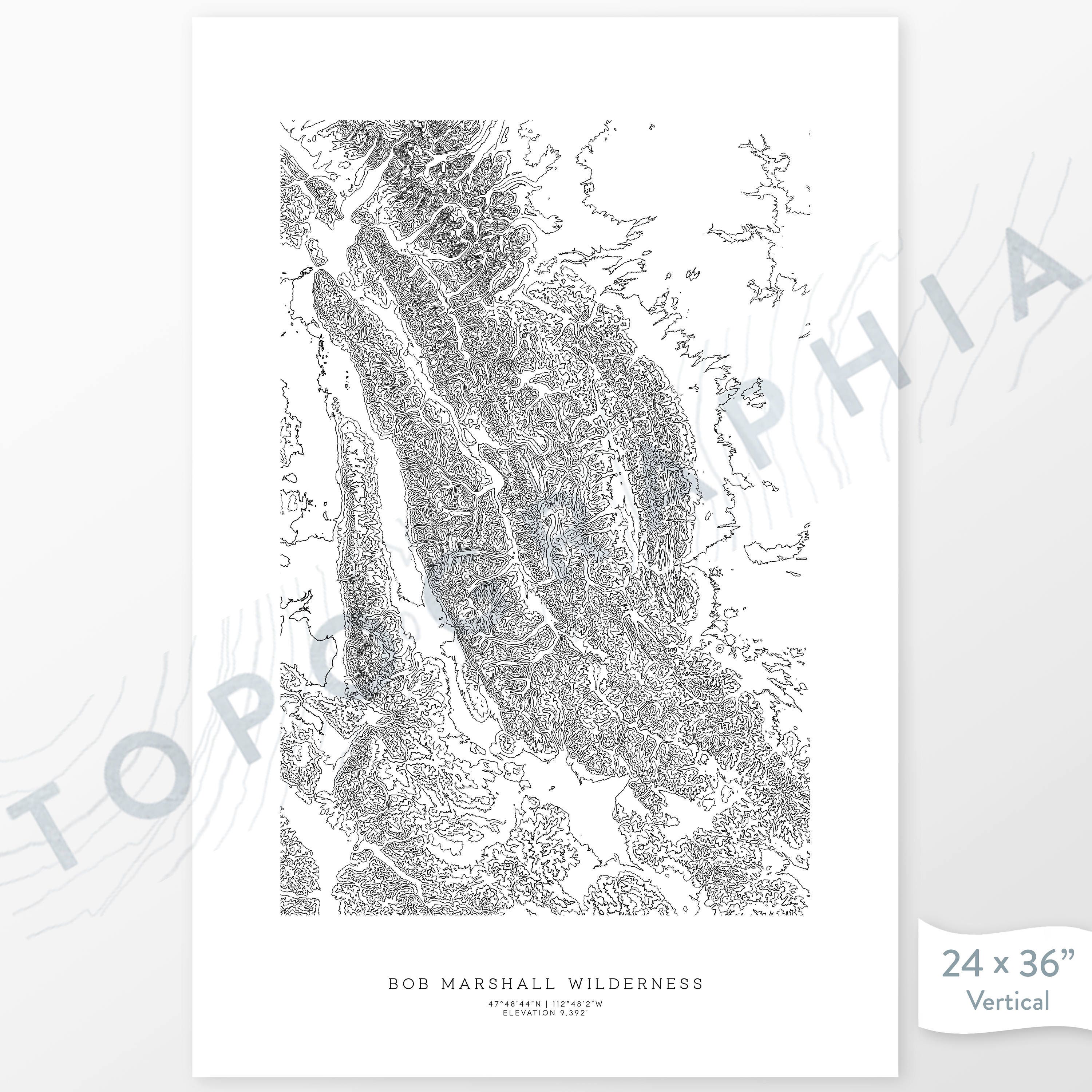 Bob Marshall Wilderness Montana Topographic Print Contour - Etsy