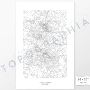 Three Sisters, Oregon | Topographic Print, Contour Map, Map Art | Home ...
