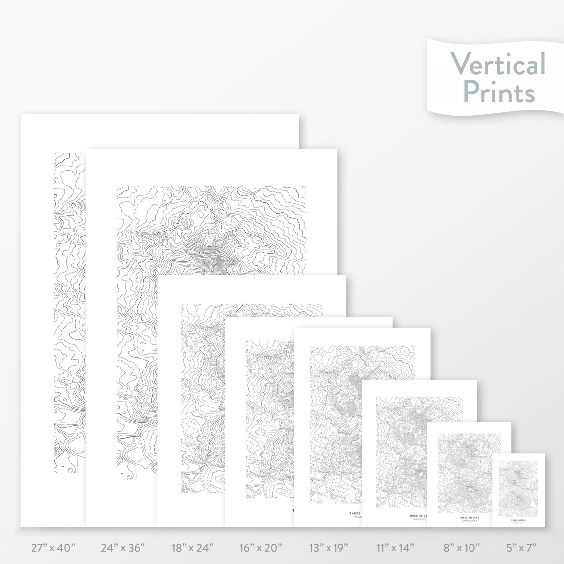 Three Sisters, Oregon | Topographic Print, Contour Map, Map Art | Home ...