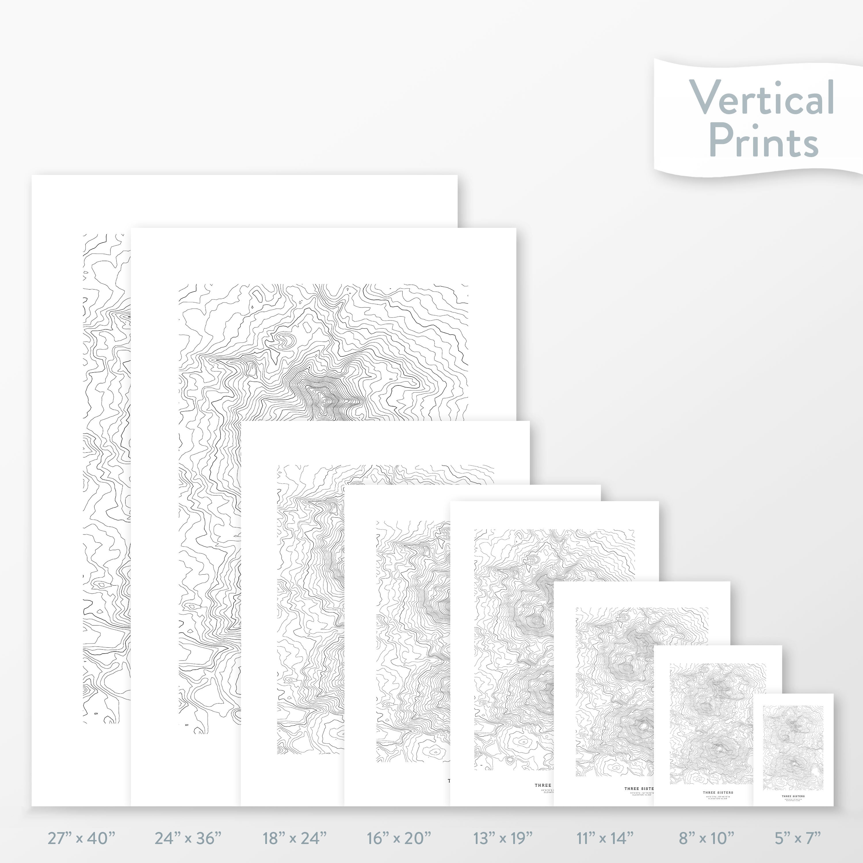 Three Sisters, Oregon | Topographic Print, Contour Map, Map Art | Home ...