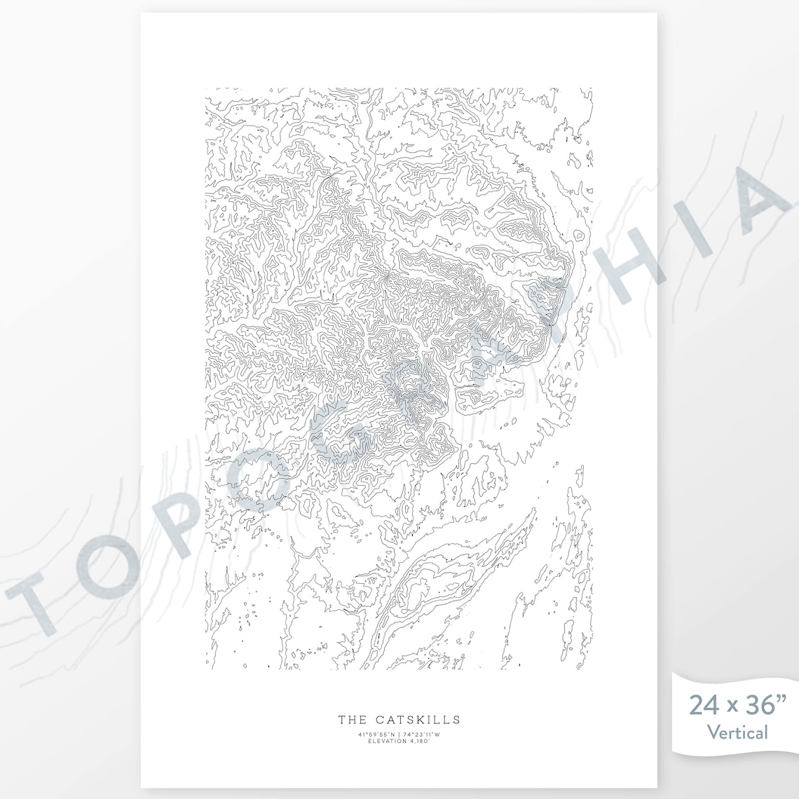 The Catskills New York Topographic Print Contour Map Map | Etsy