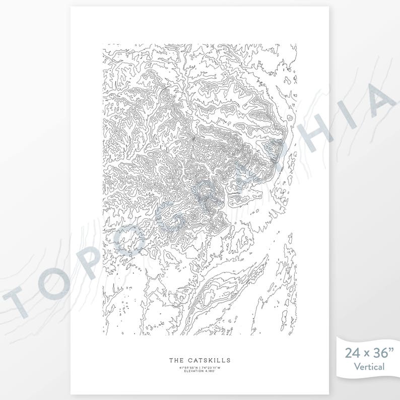 The Catskills New York Topographic Print Contour Map Map - Etsy