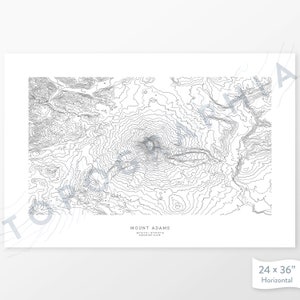 Mount Adams, Washington | Topographic Print, Contour Map, Map Art ...