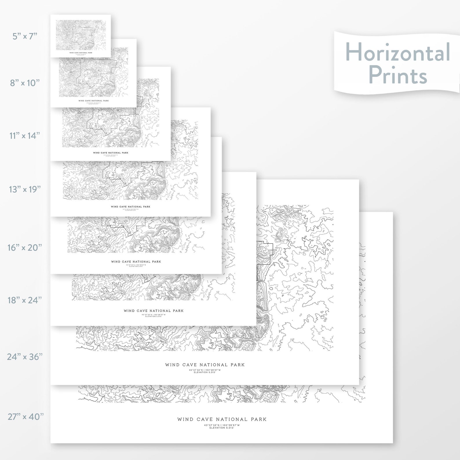 Wind Cave National Park, South Dakota | Topographic Print, Topo Print ...