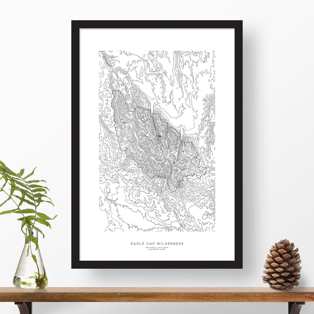 Eagle Cap Wilderness, Oregon Topographic Print, Contour Map, Map Art ...