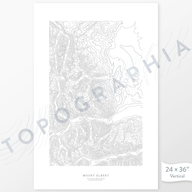 Mount Elbert Colorado Topographic Print Contour Map Map - Etsy