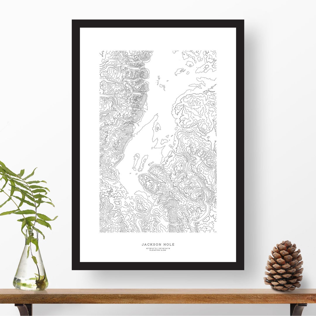 Jackson Hole, Wyoming | Topographic Print, Contour Map, Map Art | Home ...