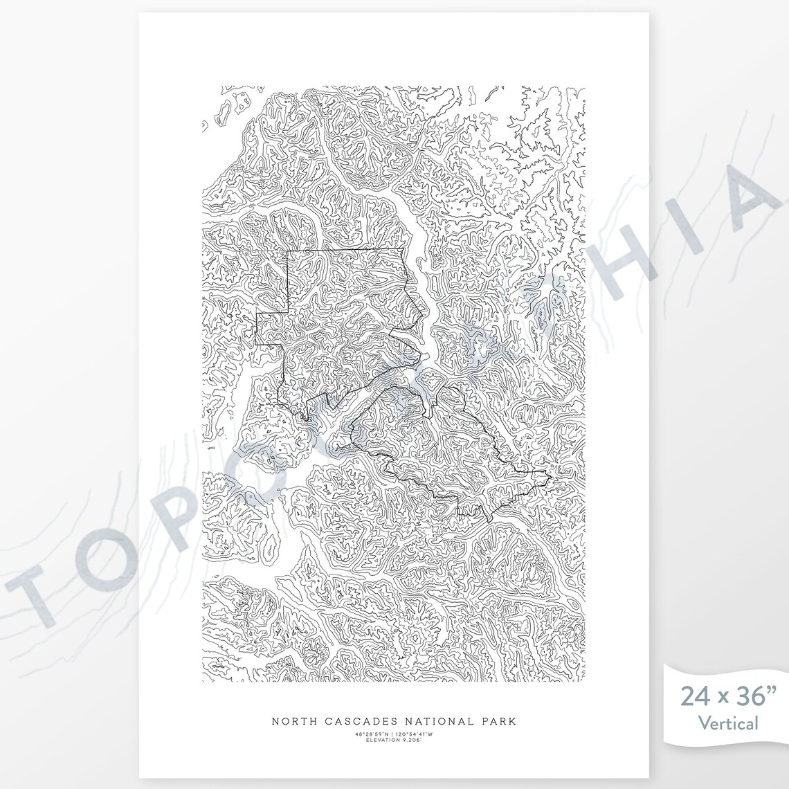 North Cascades National Park, Washington | Topographic Print, Contour ...