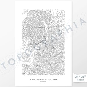 North Cascades National Park, Washington | Topographic Print, Contour ...