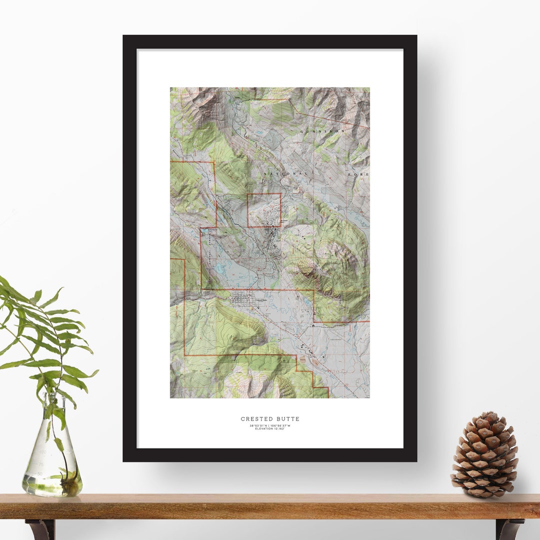 Crested Butte, Colorado | USGS Topographic Print Map Art in Color ...