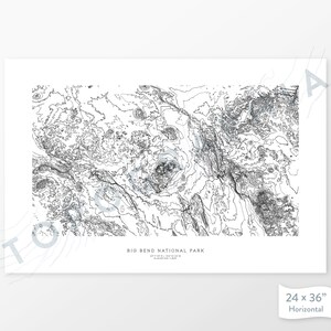 Big Bend National Park, Texas Topographic Print, Contour Map, Map Art ...