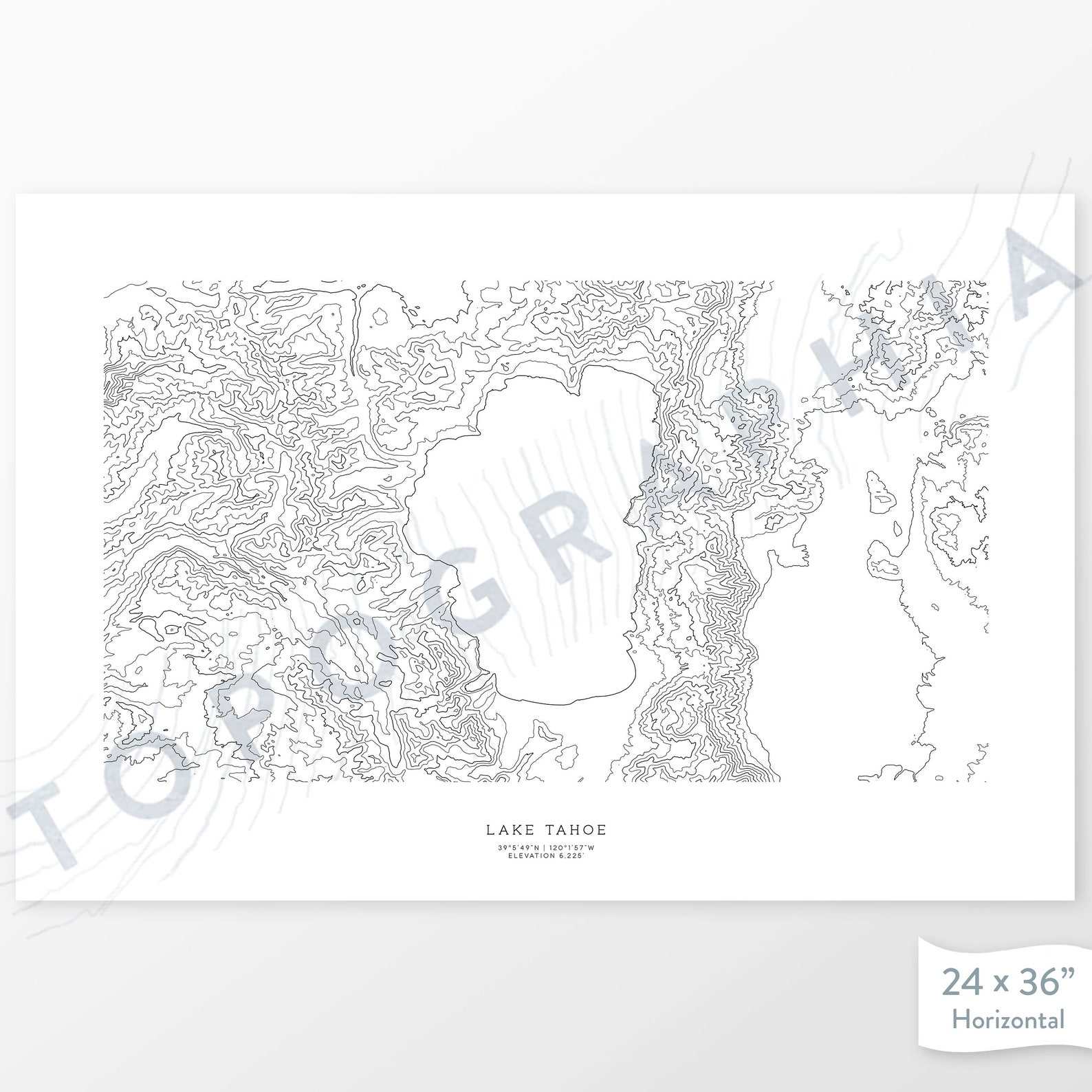 Lake Tahoe California and Nevada Topography Topographic - Etsy